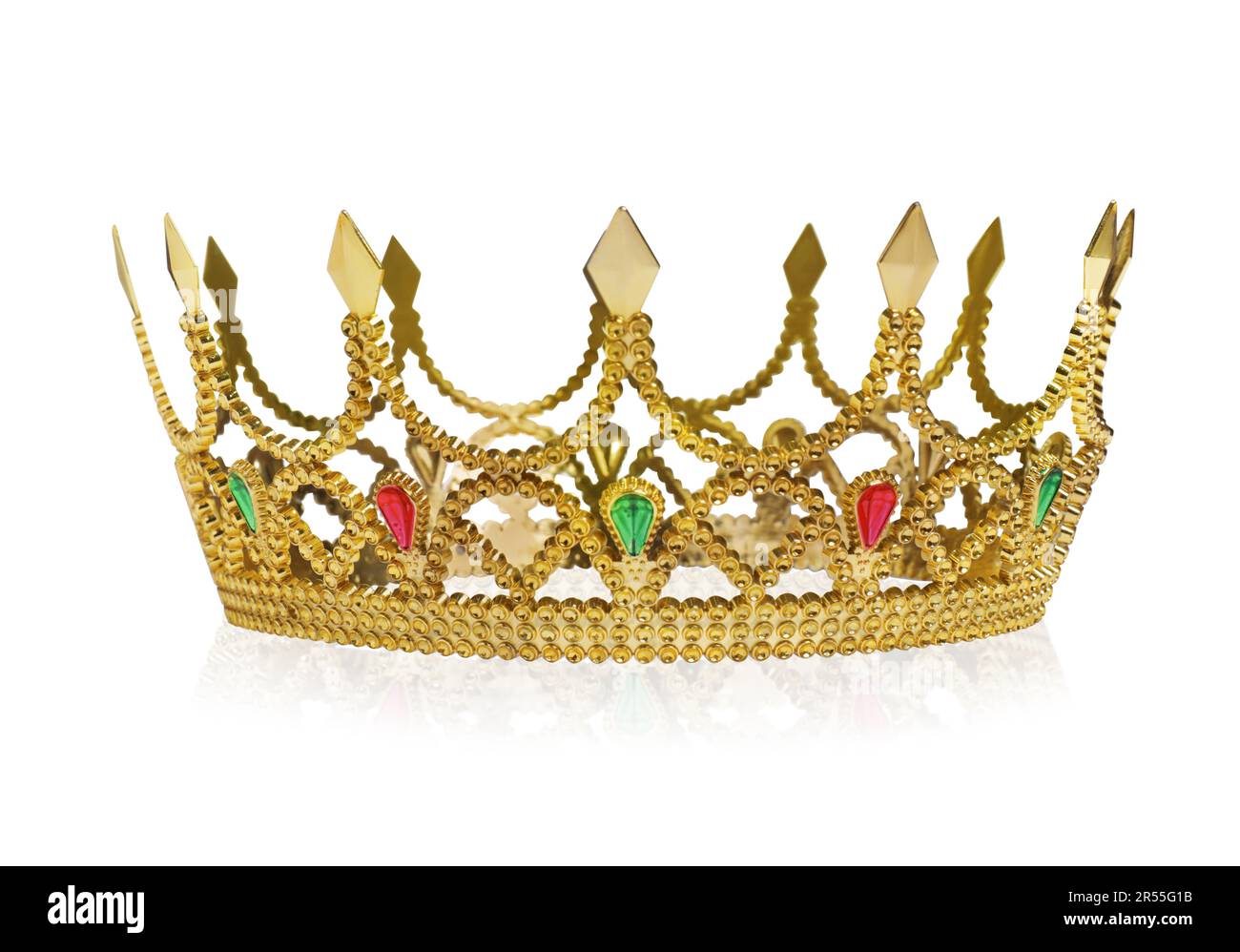Beautiful gold crown with gems isolated on white Stock Photo - Alamy