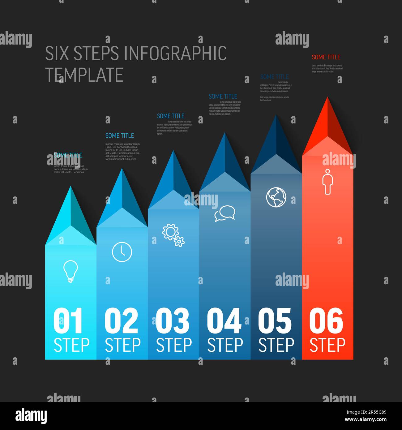 Vector multipurpose Infographic template with title and six vertical ...