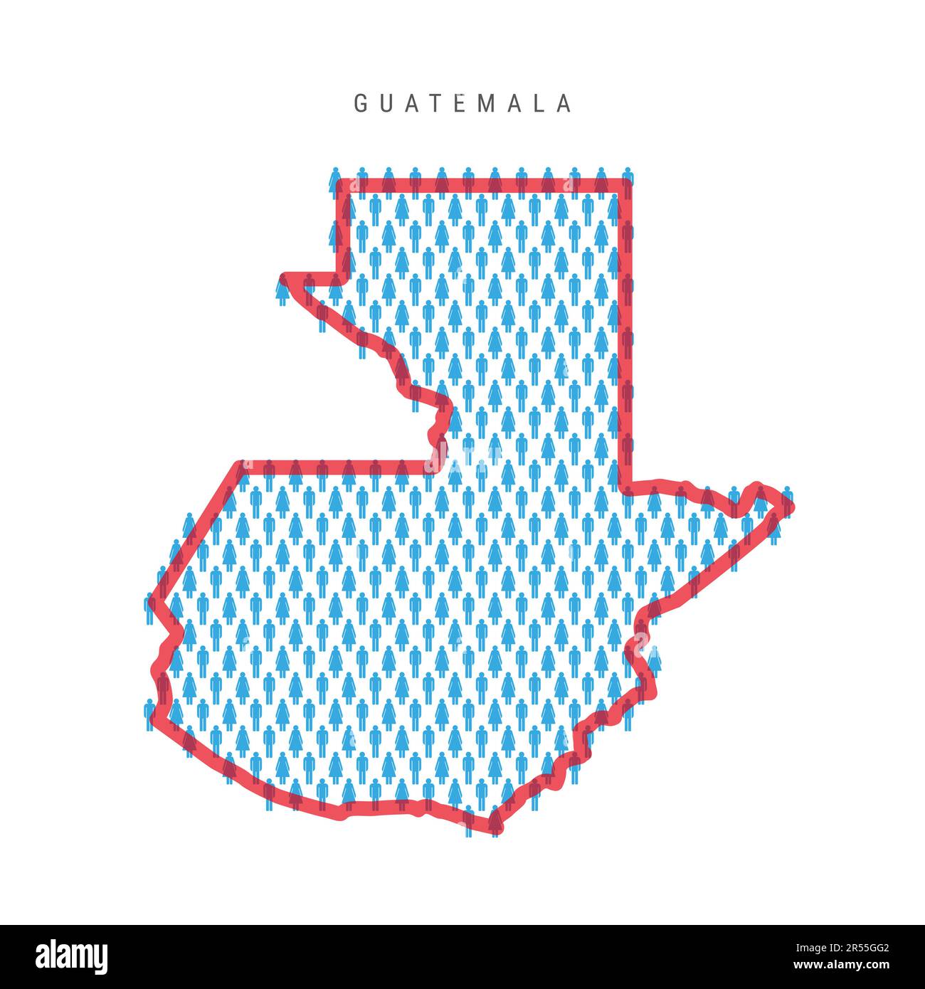 Guatemala population map. Stick figures Guatemalan people map with bold ...
