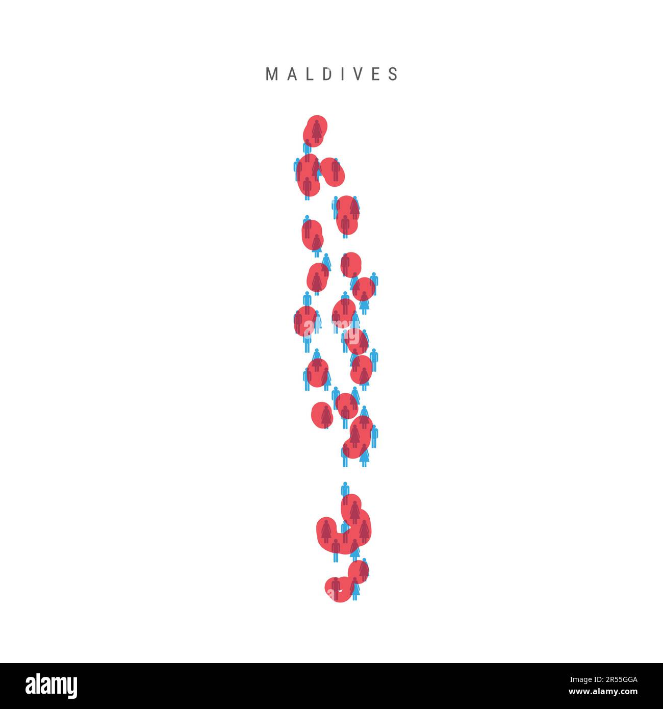 Maldives population map. Stick figures Maldivian people map with bold ...