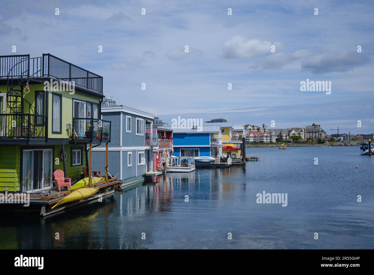 Colourful buildings at Fisherman's Wharf, Victoria, Vancouver Island ...