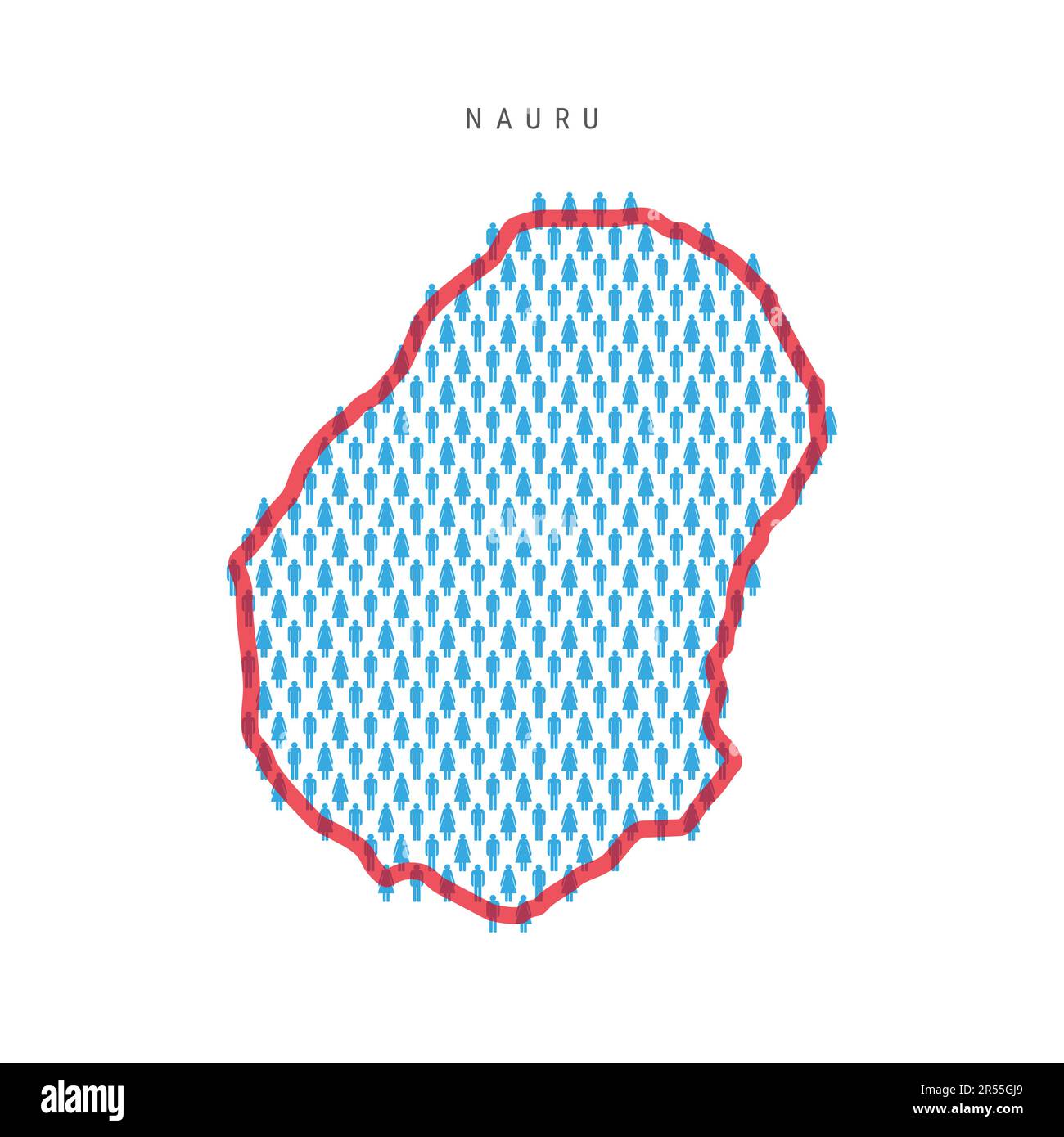 Nauru population map. Stick figures Nauruan people map with bold red ...