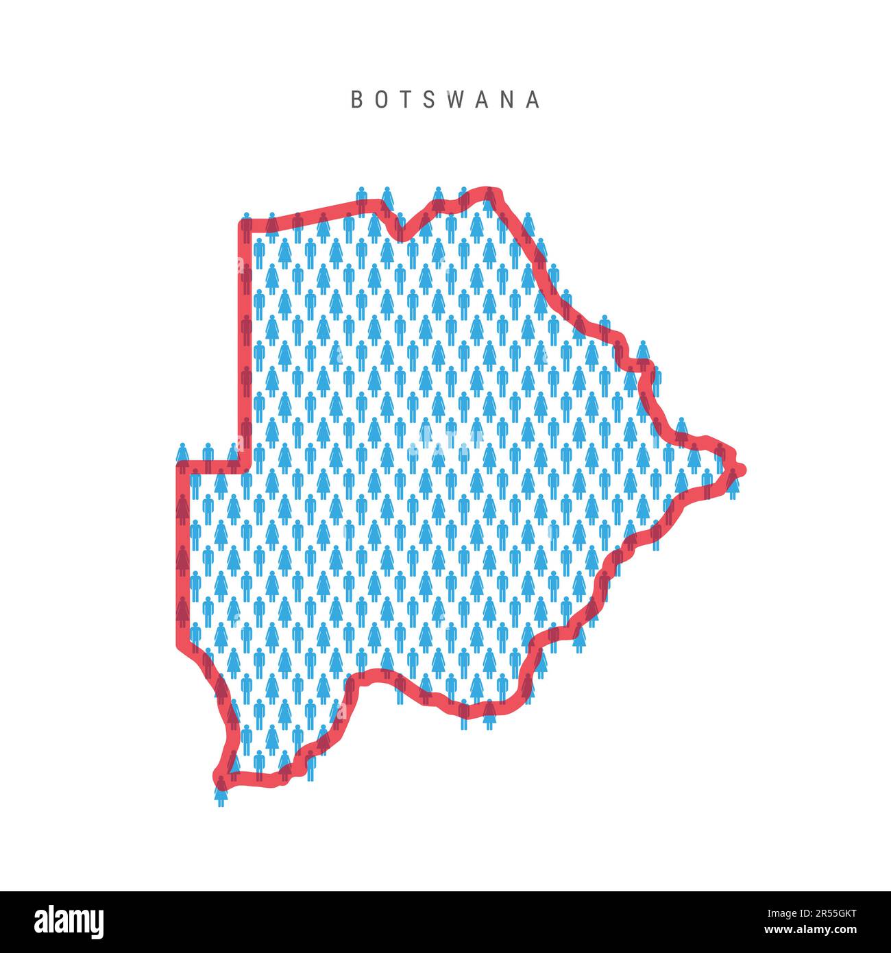 Botswana population map. Stick figures Republic of Botswana people map ...
