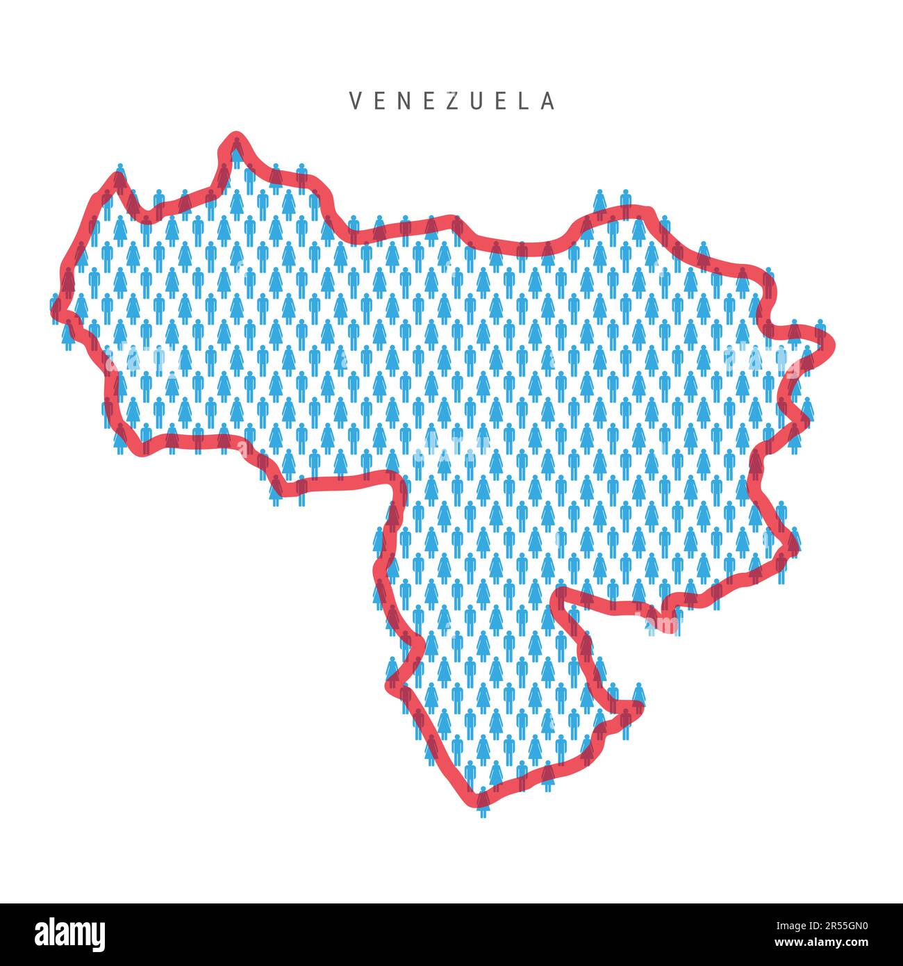 Venezuela population map. Stick figures Venezuelan people map with bold ...