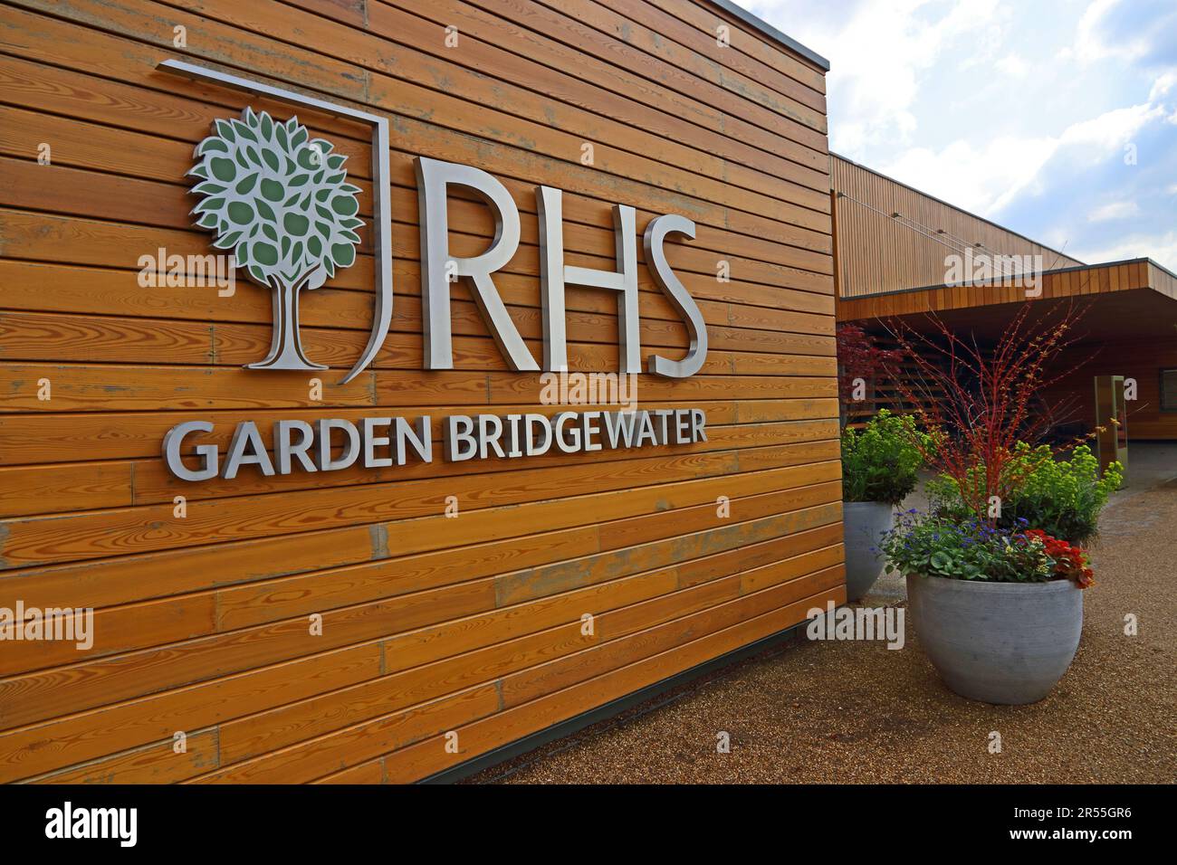 Sign at entrance to RHS Garden, Bridgewater Stock Photo - Alamy