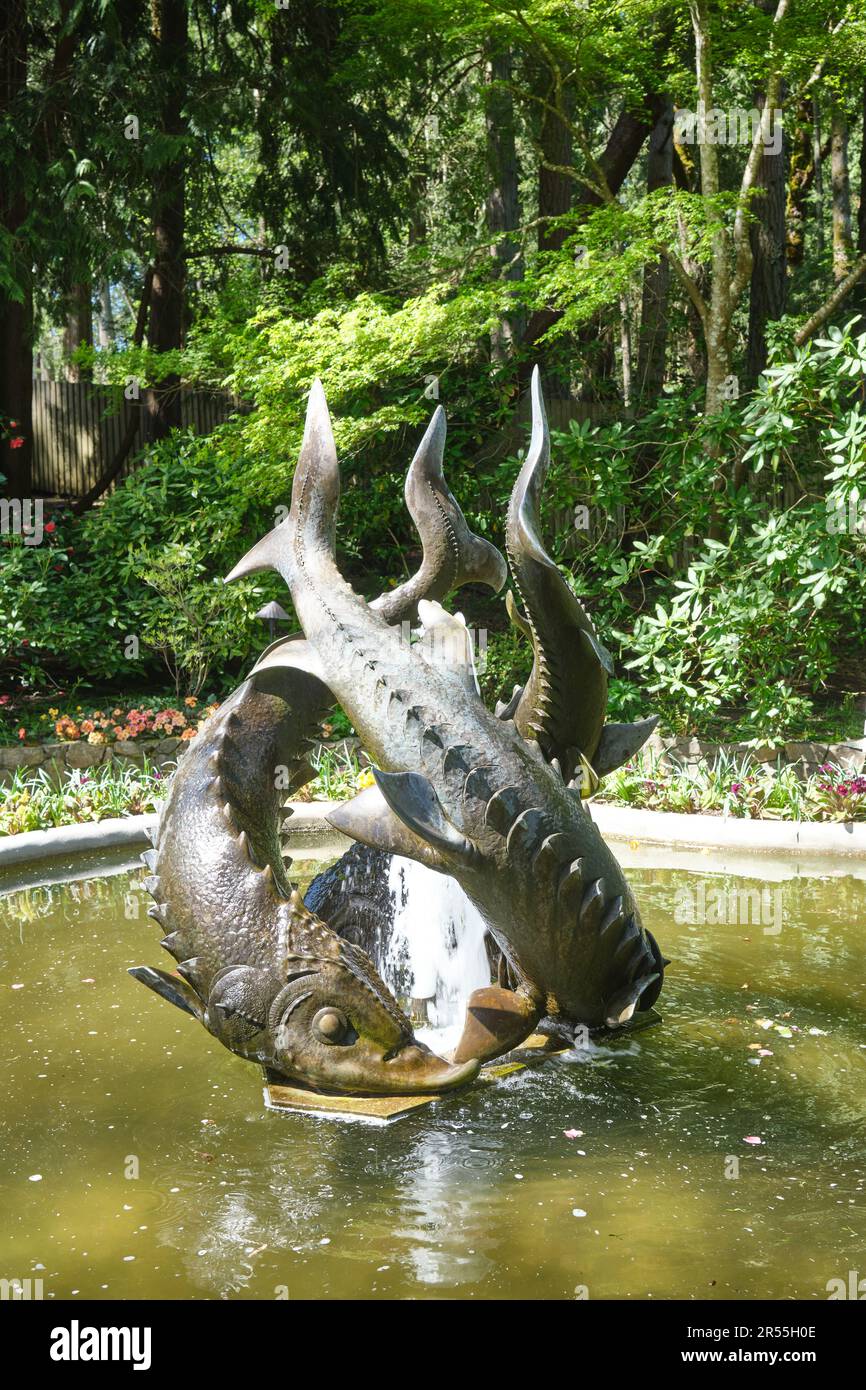 Sturgeon Fountain at Butchart Gardens, Victoria, Vancouver Island ...
