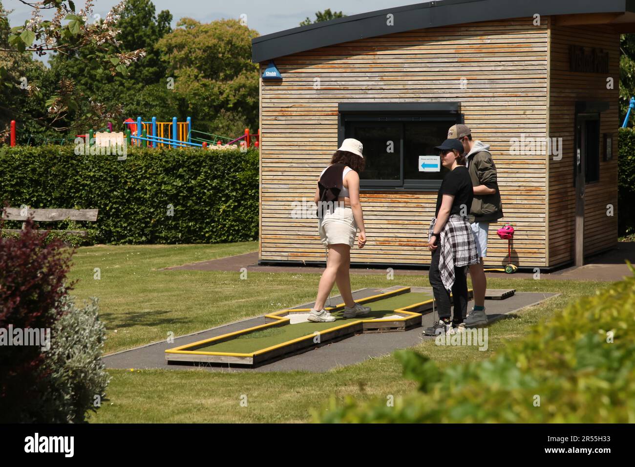 Public playing Crazy Golf / Mini Golf in Stoke Park Gardens in ...