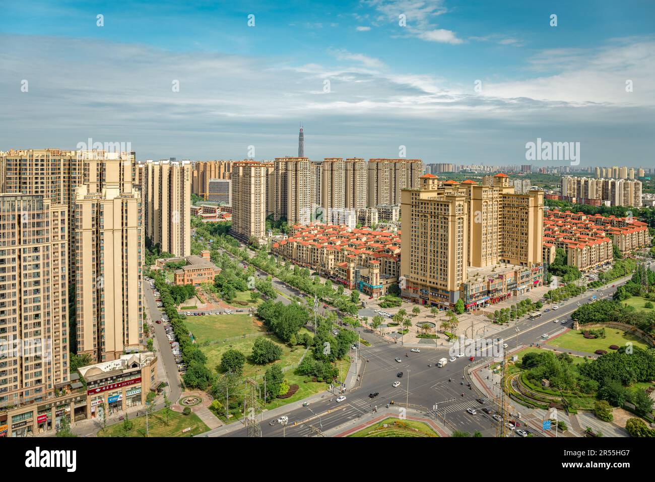 Aerial view downtown cityscape chengdu hi-res stock photography and ...