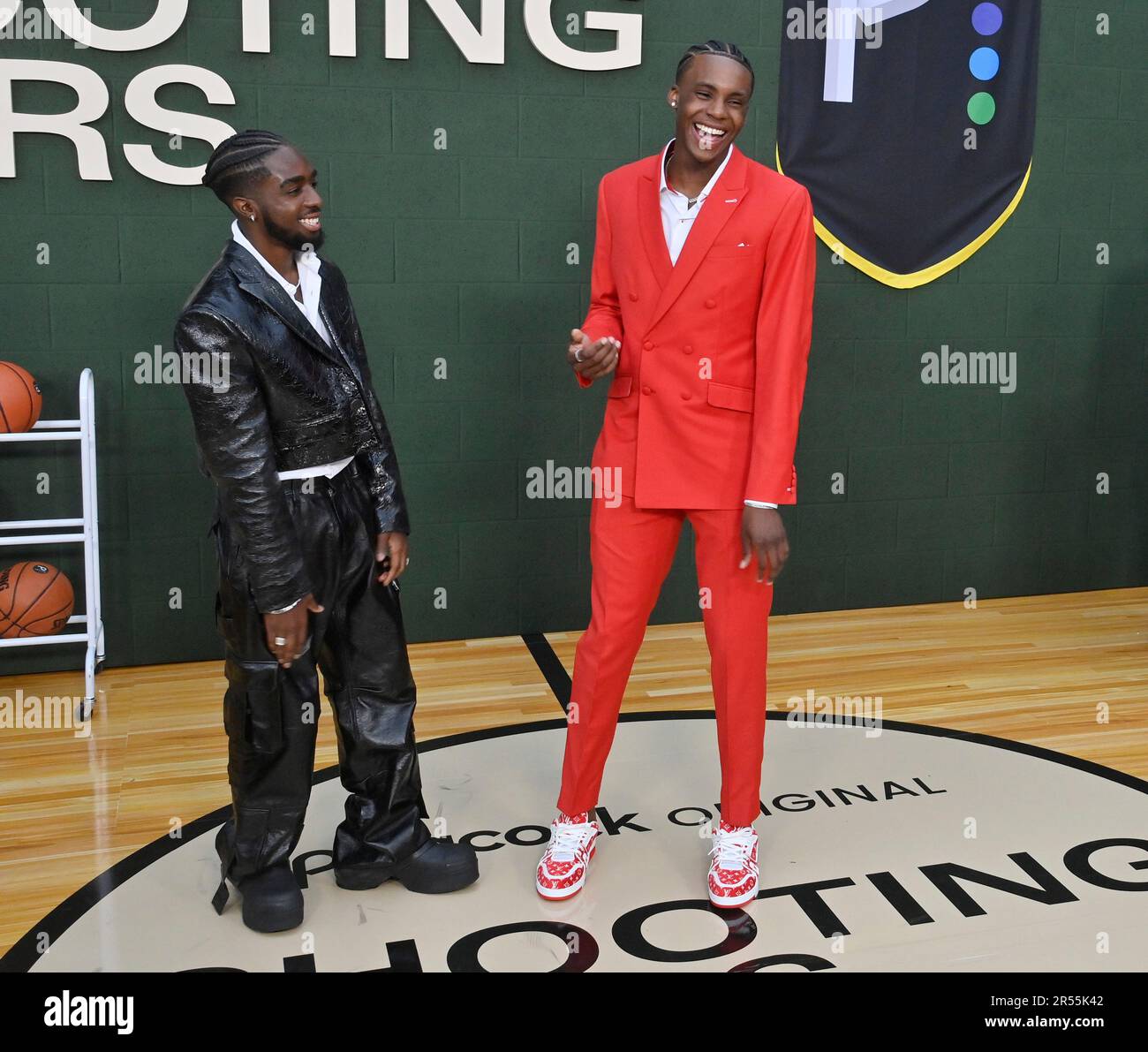 Cast members Caleb McLaughlin (L) and Marquis "Mookie" Cook attend the premiere of the ...