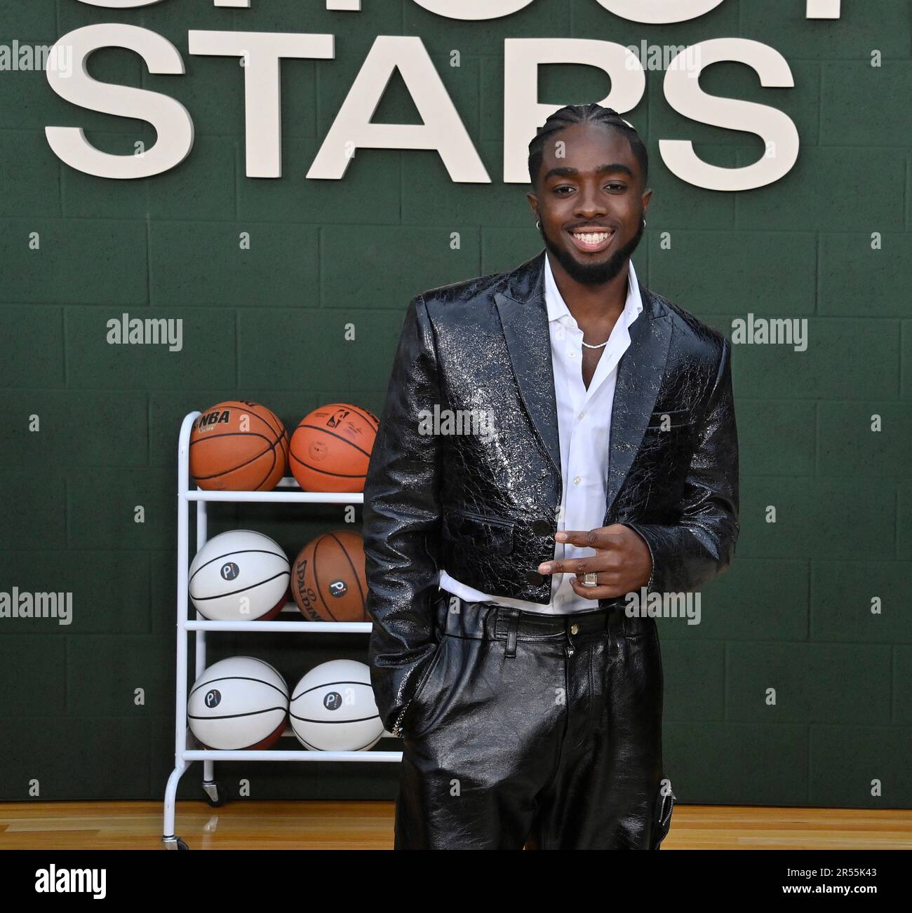 Cast member Caleb McLaughlin attends the premiere of the biographical drama "Shooting Stars" at ...