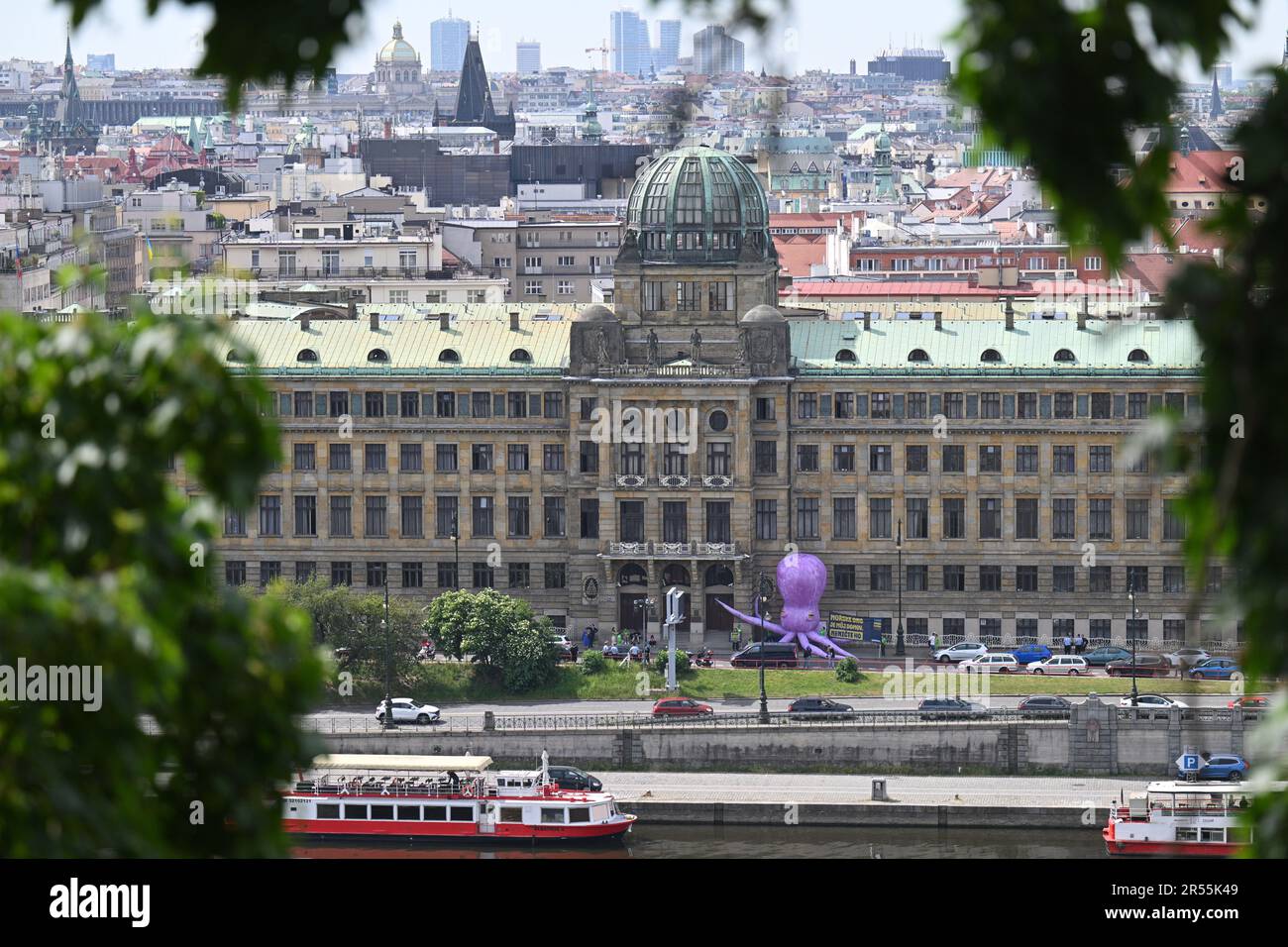 Prague, Czech Republic. 01st June, 2023. Greenpeace activists installed ...