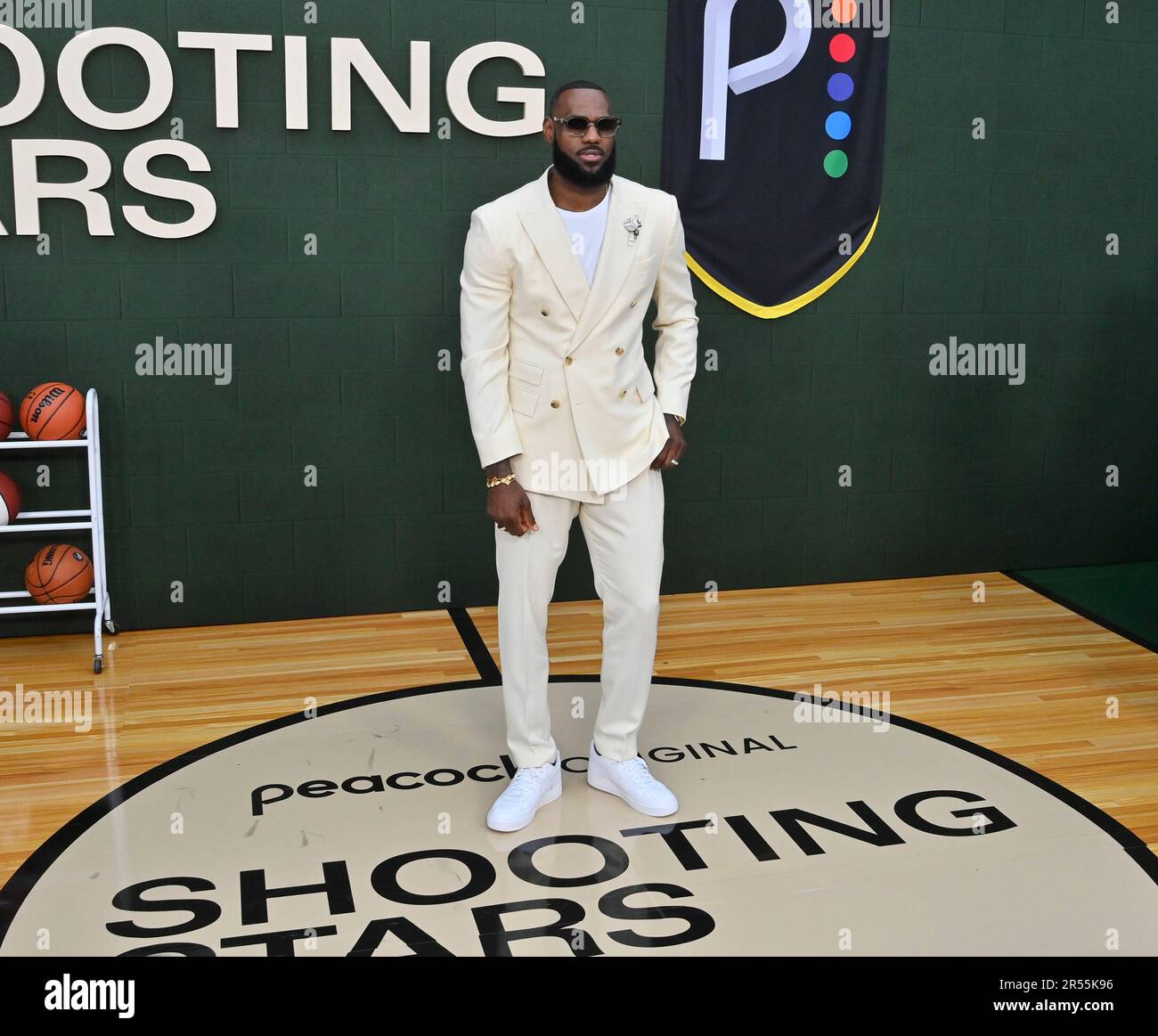 LeBron James attends the premiere of the biographical drama "Shooting Stars" at the Regency ...
