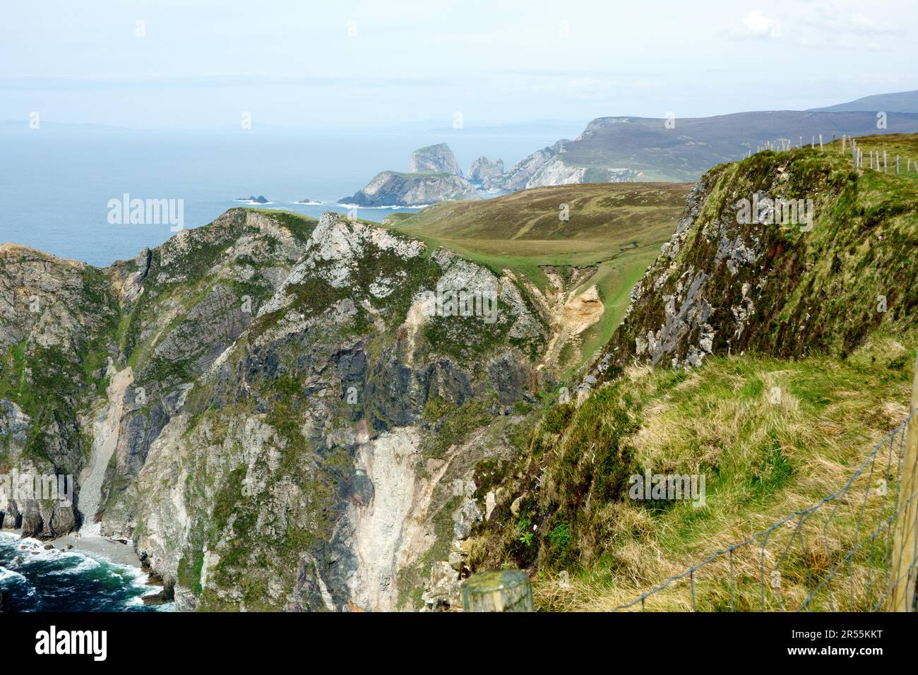 Coastal walk with view on the nice cliffs in Co, Donegal, Ireland Stock ...