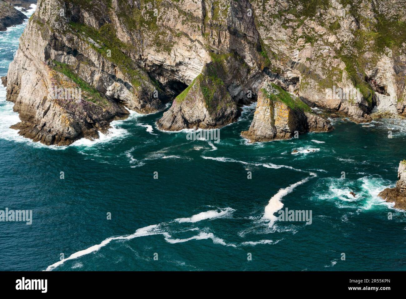 Coastal walk with view on the nice cliffs in Co, Donegal, Ireland Stock ...