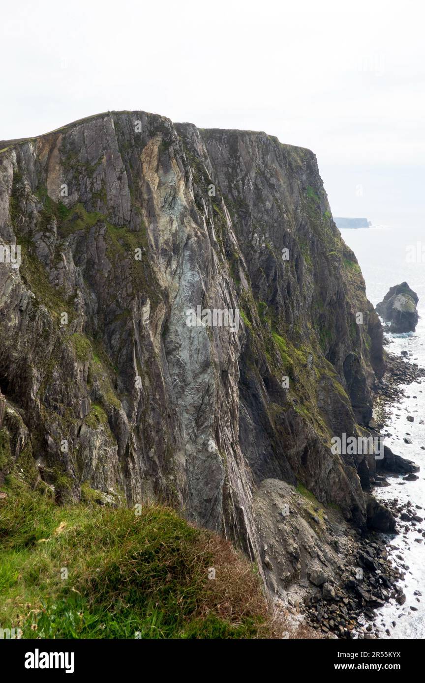Coastal walk with view on the nice cliffs and Napoleon tower on the top ...