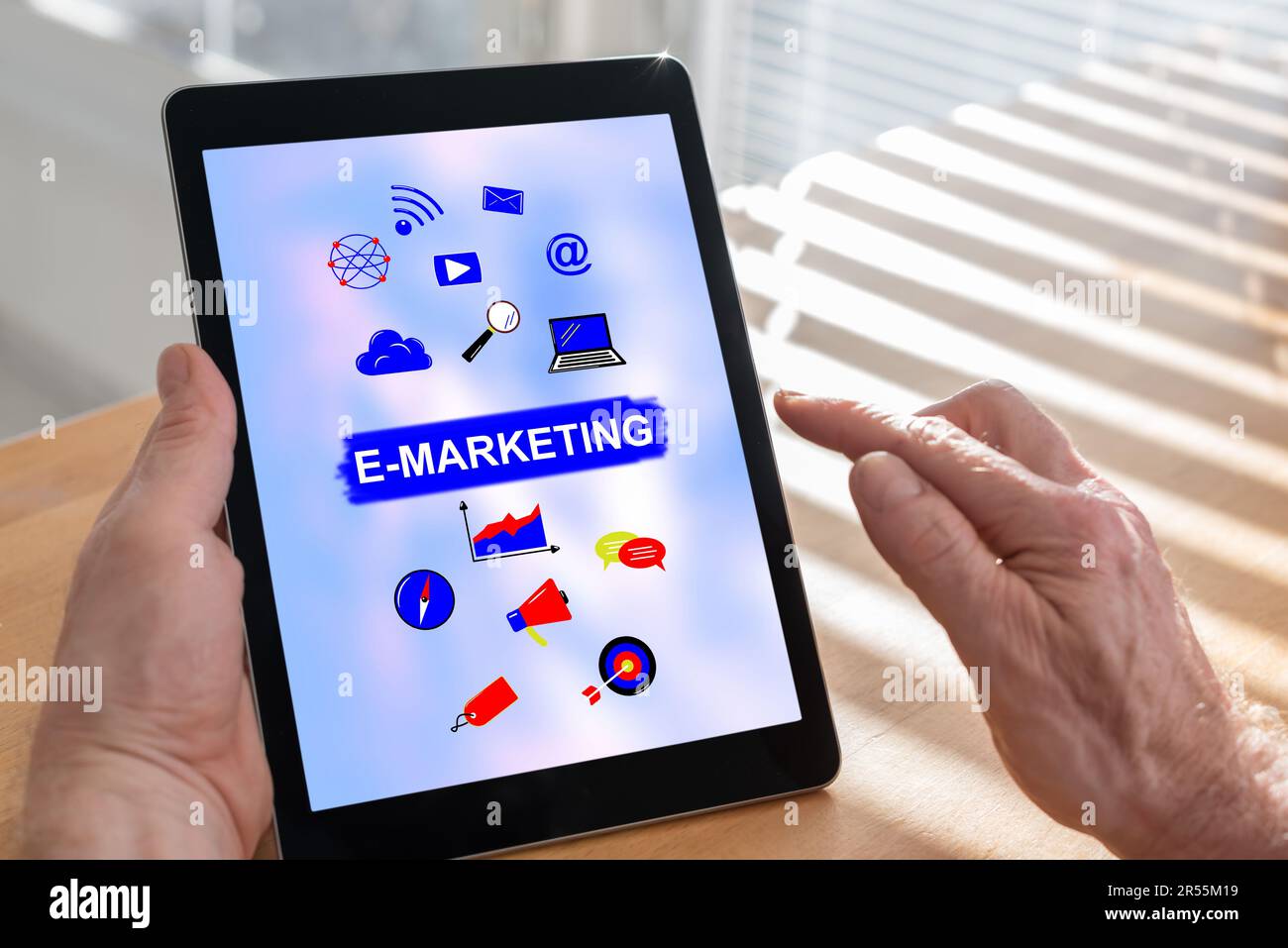 Tablet screen displaying an e-marketing concept Stock Photo - Alamy
