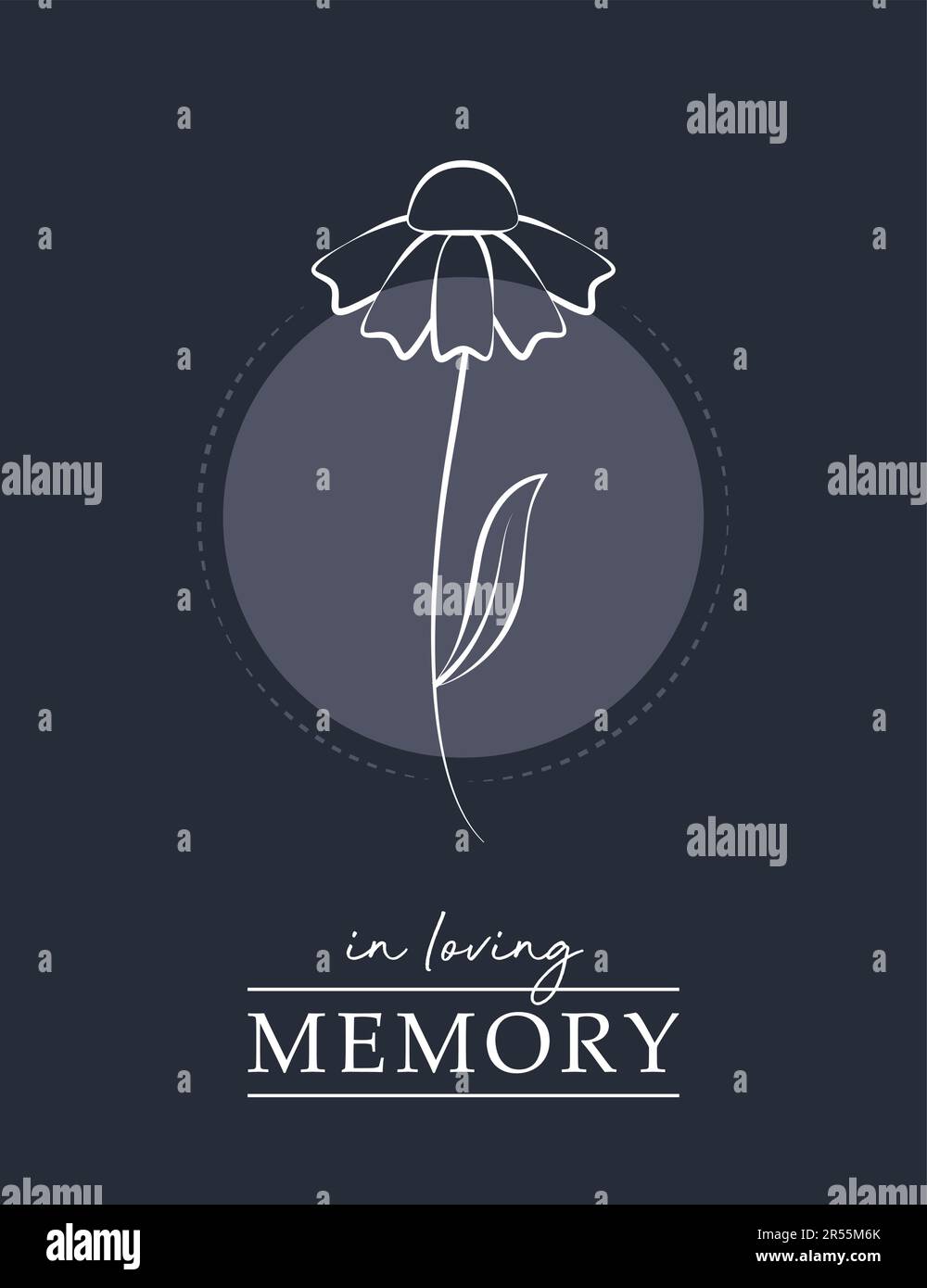 condolence card with flower outline in loving memory Stock Vector Image ...