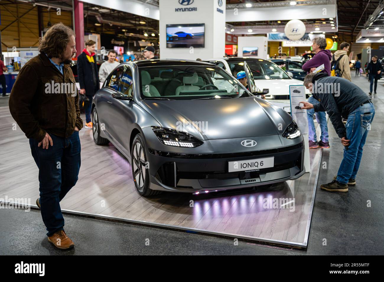 Riga, Latvia, April 28, 2023: electric supercar Hyundai Ioniq 6 ...