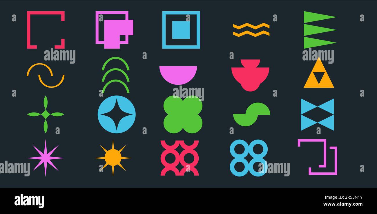 Set bright geometric shapes contemporary modern trendy elements basic ...