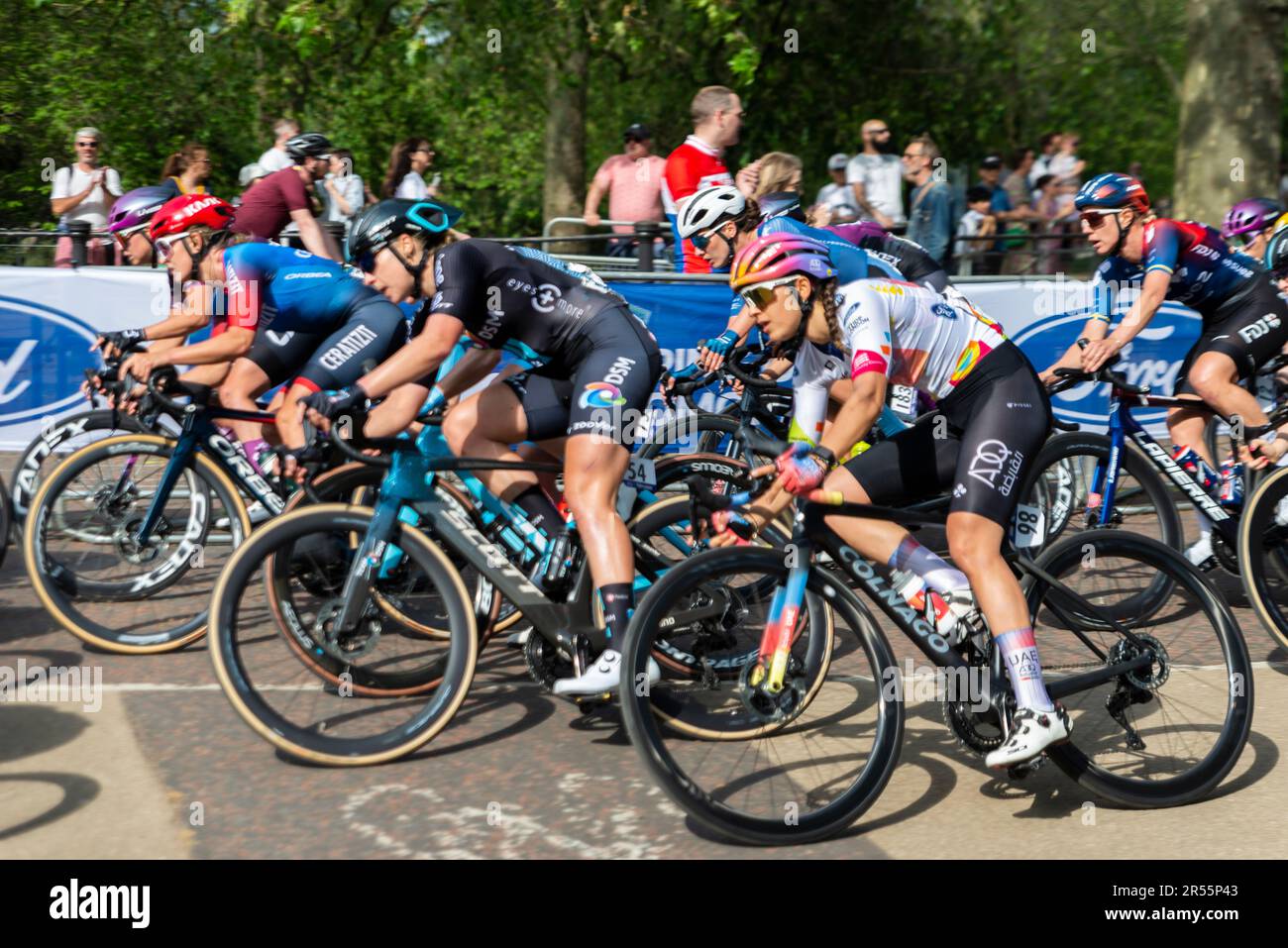 Riders racing in the Classique UCI Women's WorldTour road race Stage 3 ...
