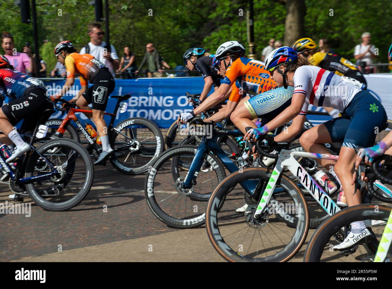 Riders racing in the Classique UCI Women's WorldTour road race Stage 3 of the 2023 Ford ...