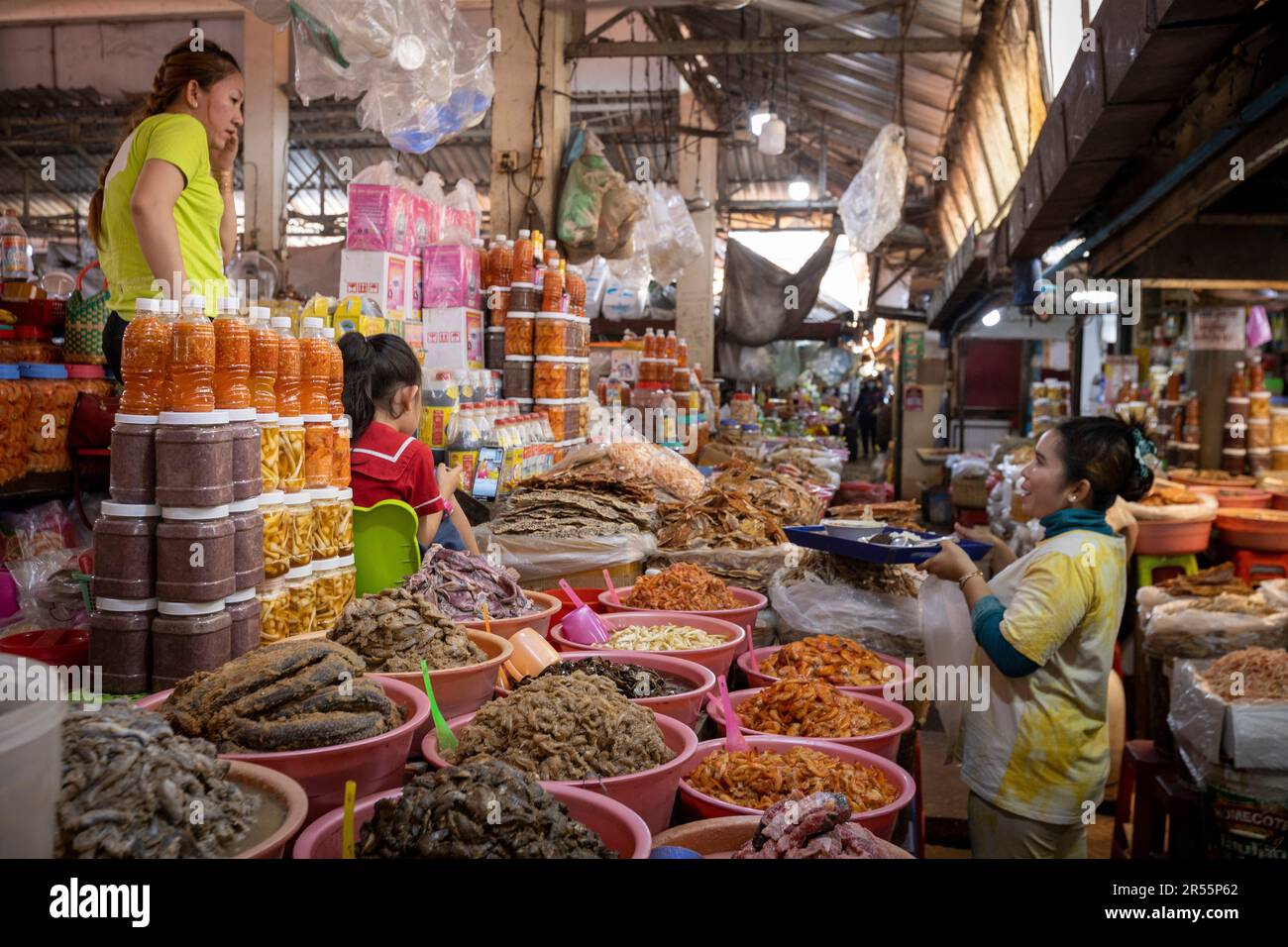 Cambodia, Kampot: fish stall in a covered market Stock Photo - Alamy