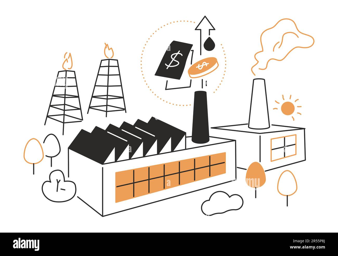 Gas production - modern line design style illustration Stock Vector ...
