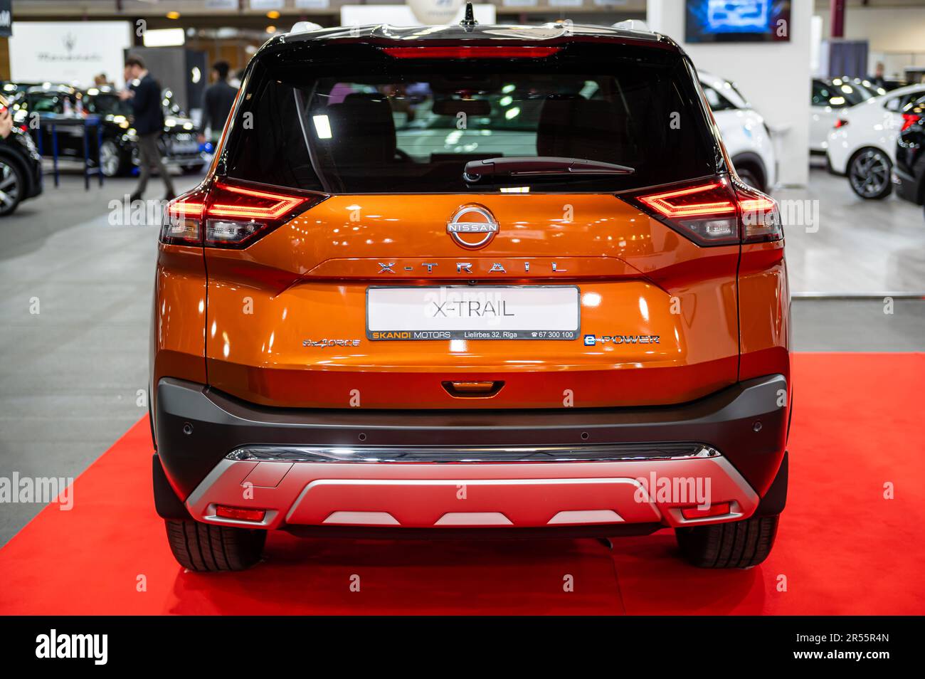 Riga, Latvia, April 28, 2023: New Nissan X-trail premiere at a motor ...