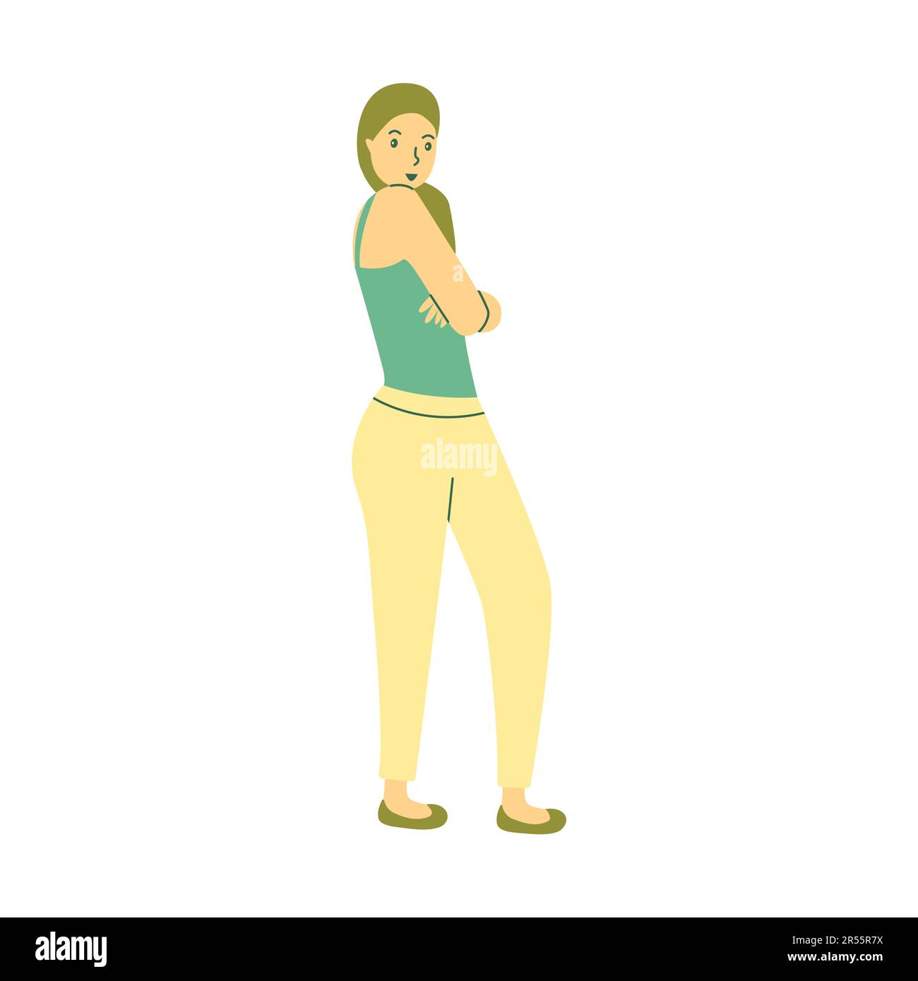 Girl Standing Sideways Drawing