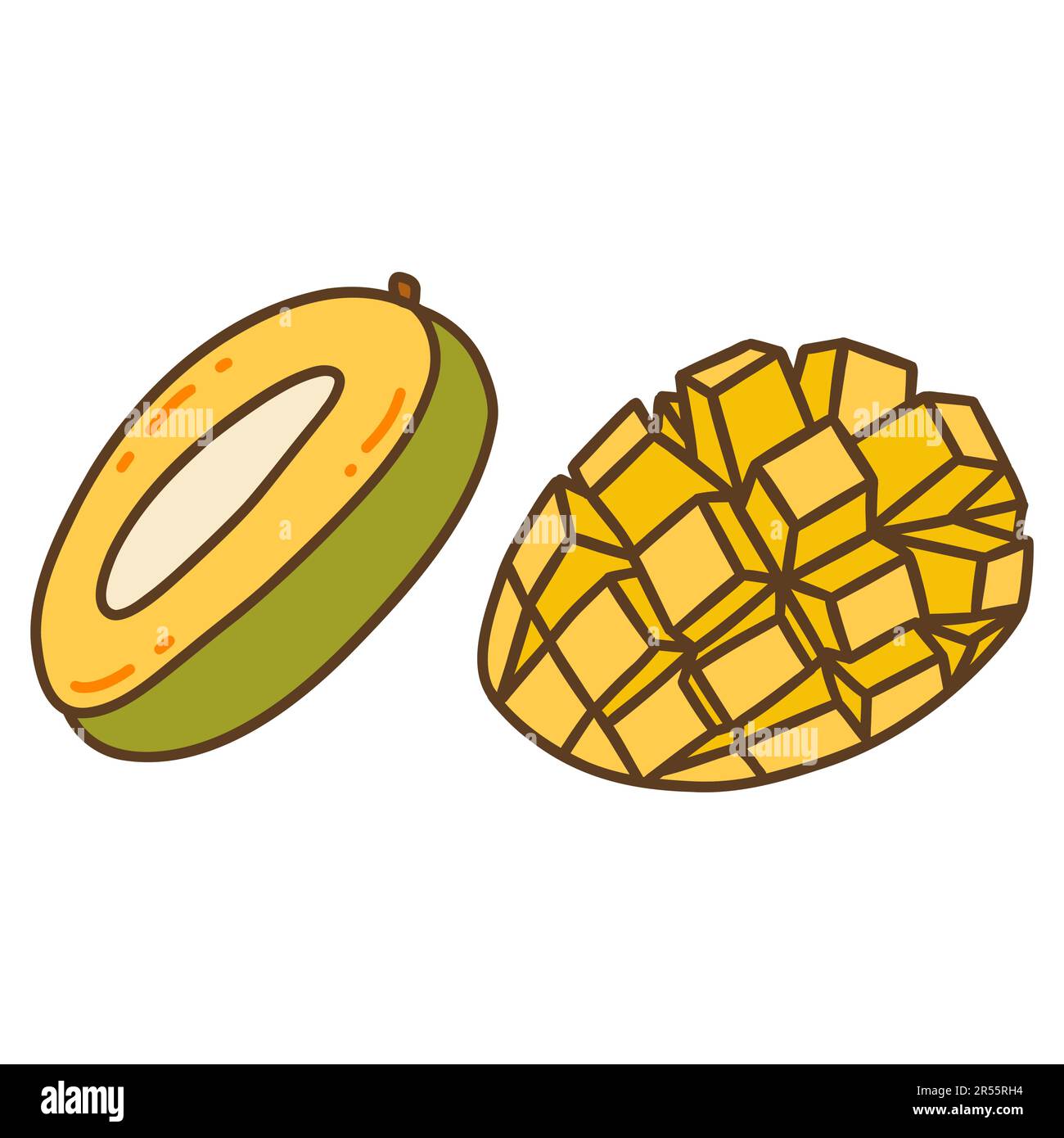 Mango cut in half. Tasty juicy healthy fruit. Frugarianism, raw eating ...