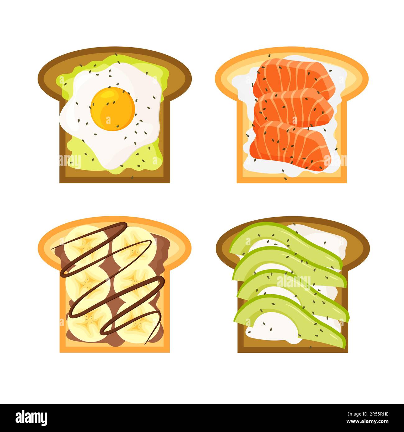 Open toast with avocado and egg Stock Vector Images - Alamy