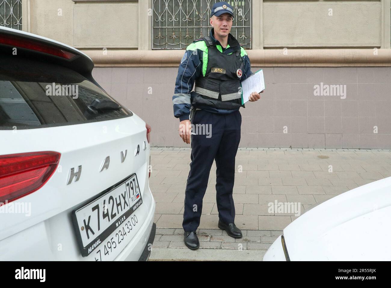 31.05.2023 Russia. Moscow. Inspector of the 1st battalion of the ...