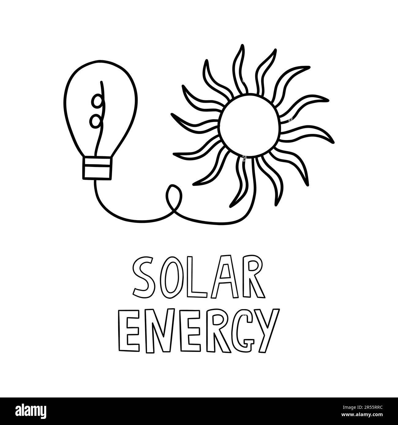 Sun connected to light bulb. Solar energy. Renewable energy source ...