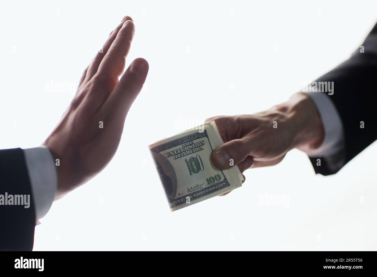 men's hand is giving money another hand on white background Stock Photo ...