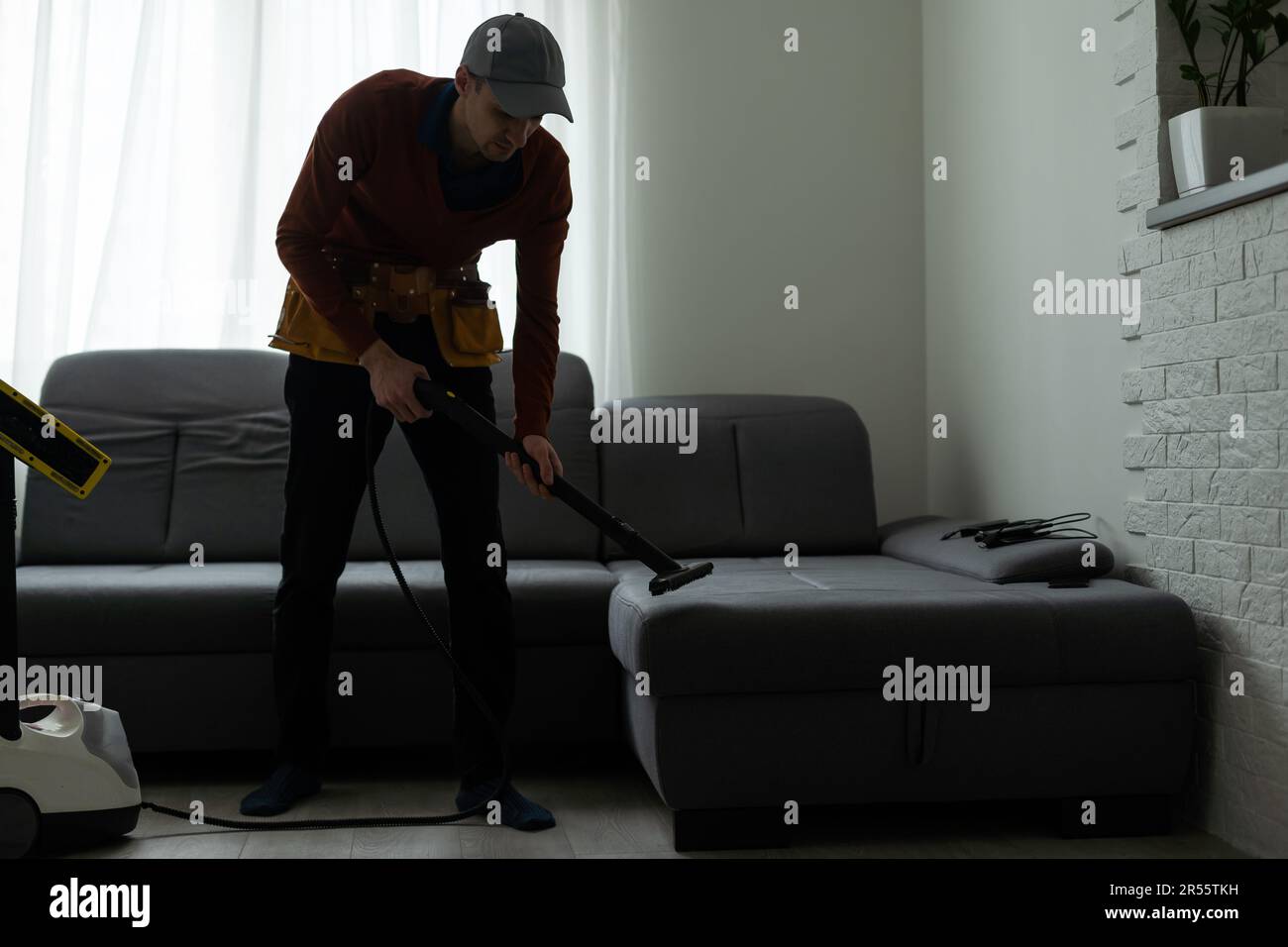 Man hoovering isolated hi-res stock photography and images - Alamy
