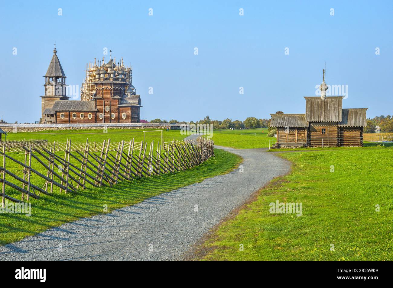 Wooden architecture on Kizhi island, Russia, on Lake Onega Stock Photo ...