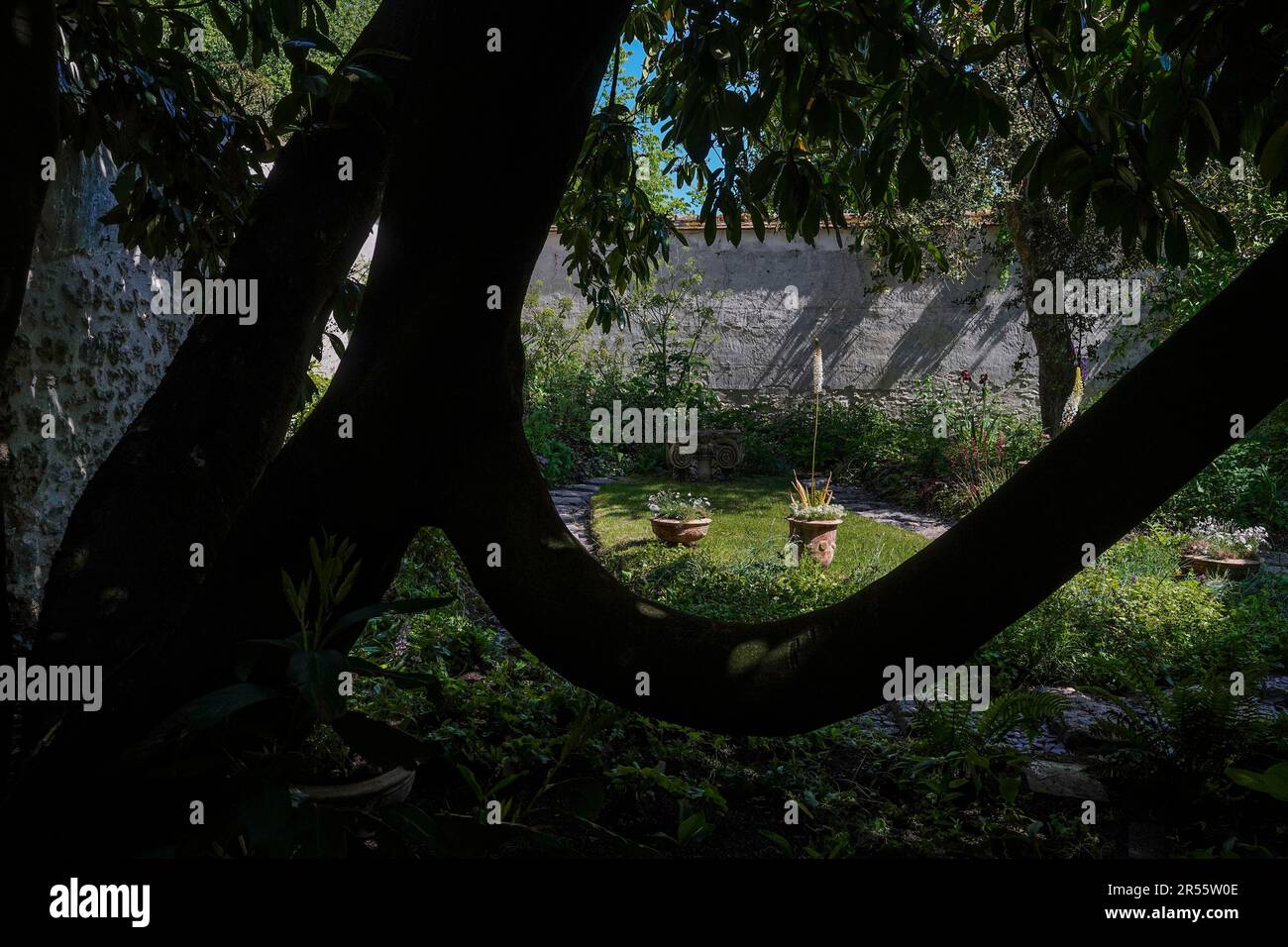 A view of the secret garden at the perfume gardens of the Chateau de ...
