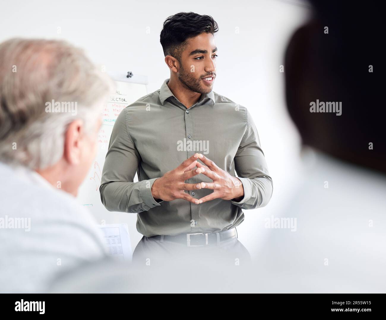 Business meeting, leadership and man speaking, discussion or creative ...