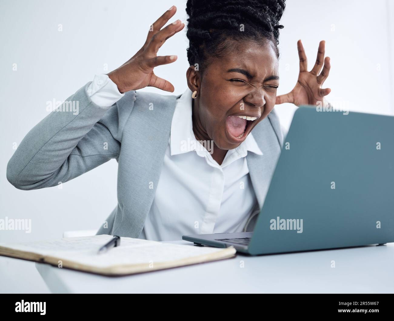 Woman Angry At Computer