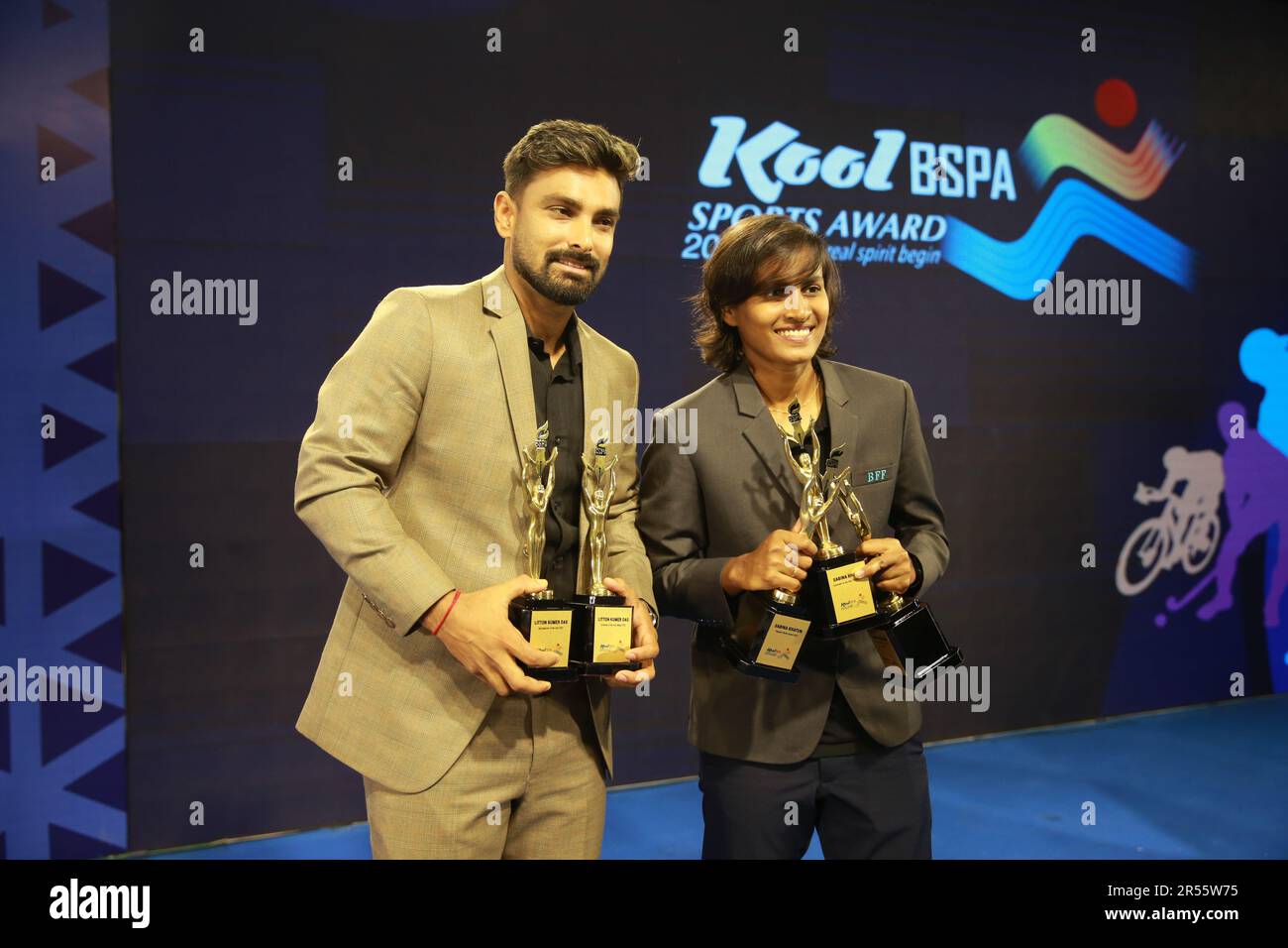 Bangladesh star batter Liton Das (L) won the Bangladesh Sports Press Association (BSPA) Sports ...