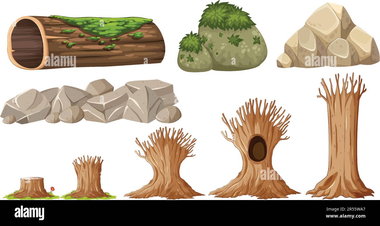 Set of nature wood element illustration Stock Vector Image & Art - Alamy