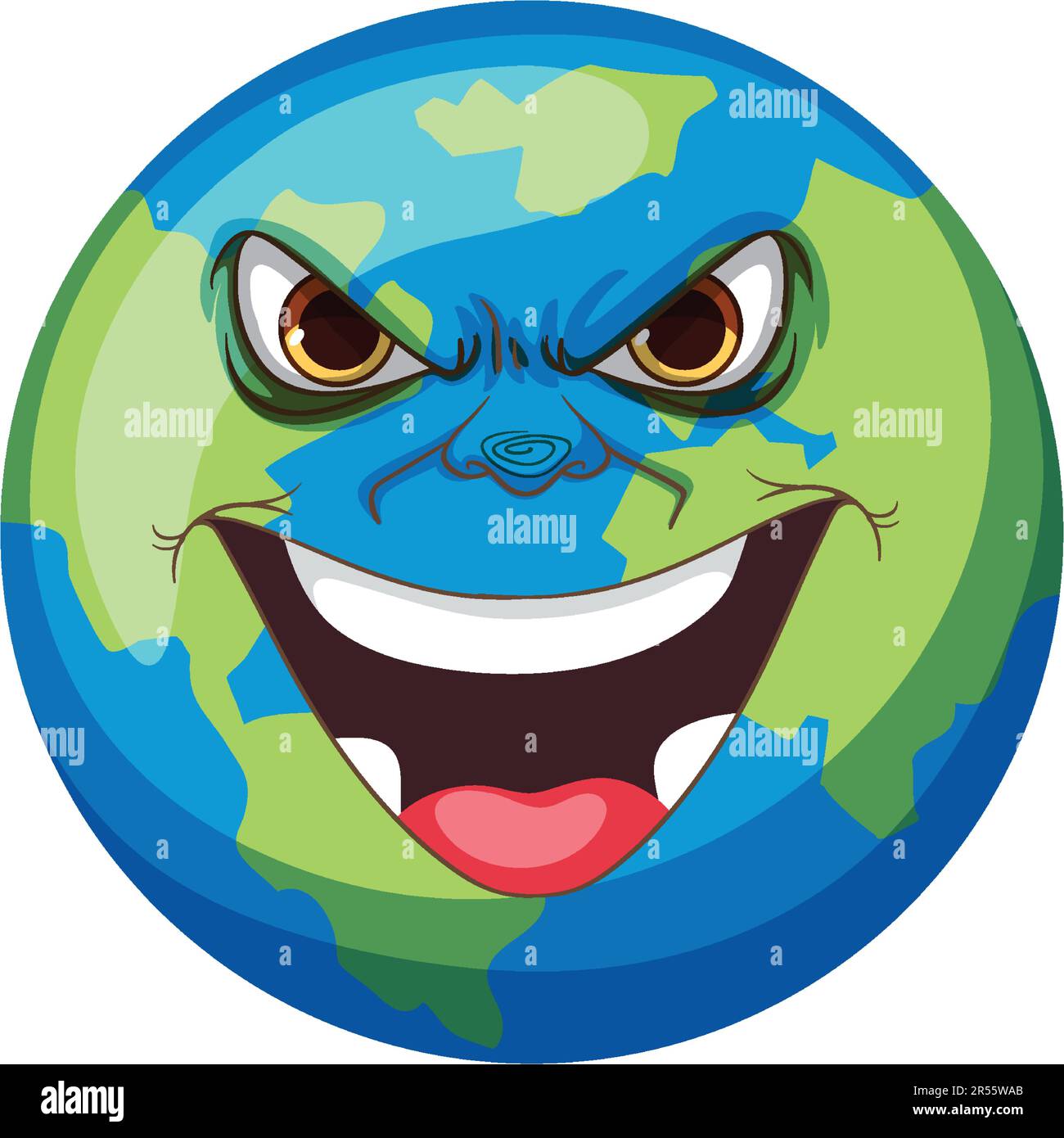 Earth cartoon with evil facial expression illustration Stock Vector ...