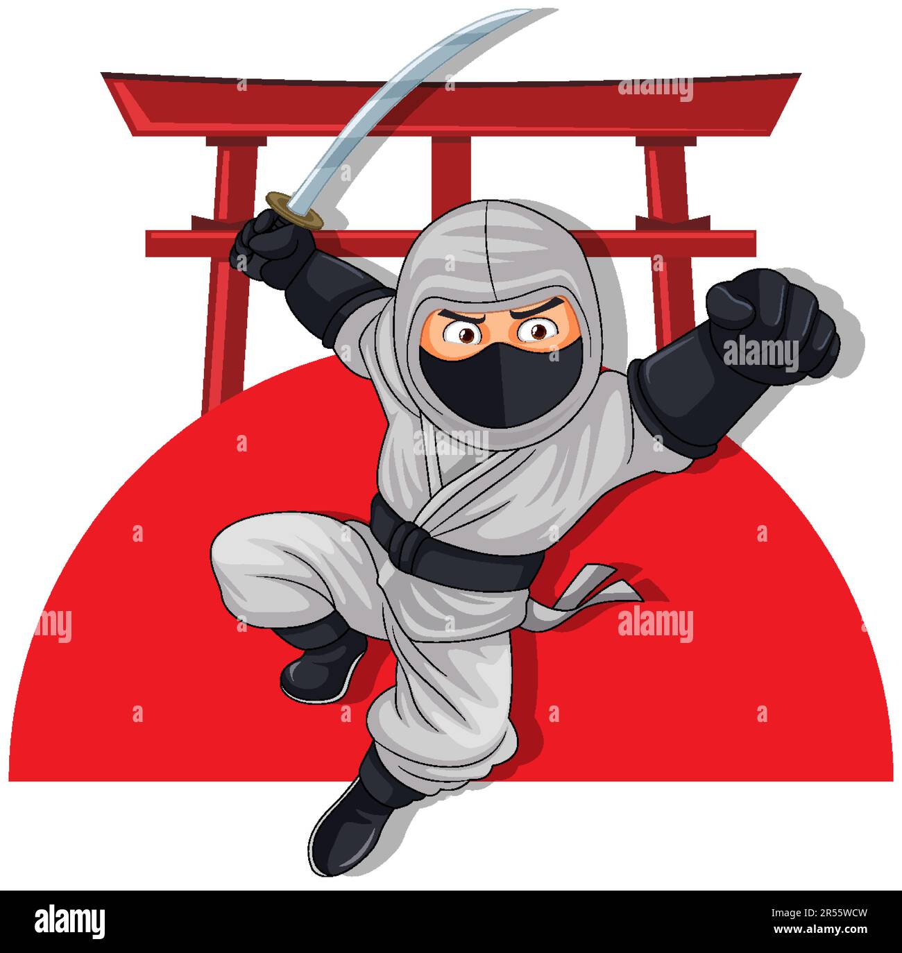 Ninja Jumping and Brandishing Sword illustration Stock Vector Image ...