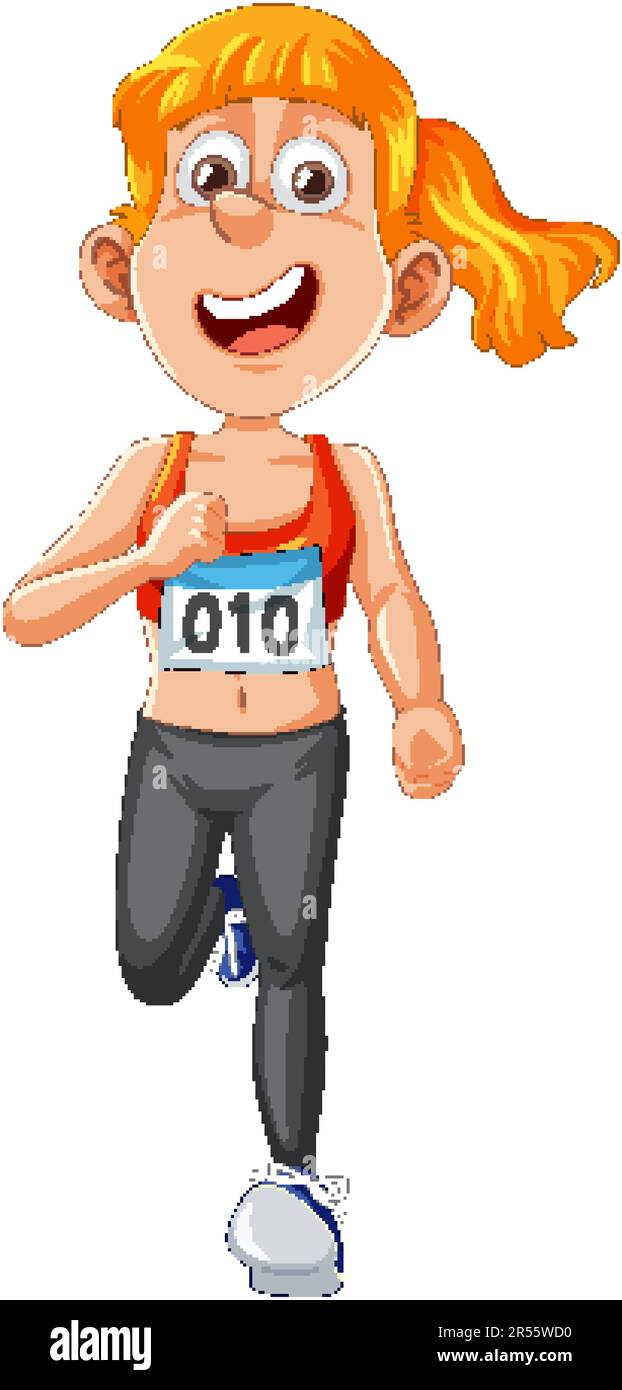 Energetic Runner Girl Cartoon Character illustration Stock Vector Image ...