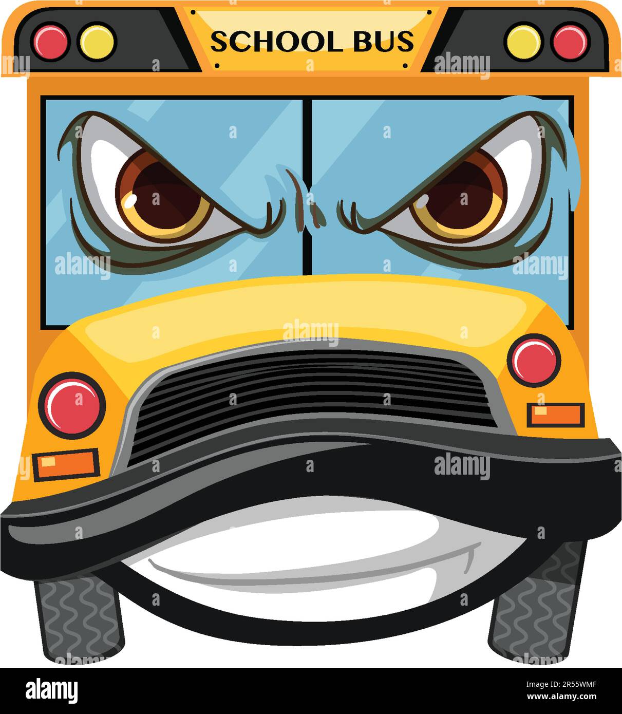 School bus with facial expression illustration Stock Vector Image & Art ...