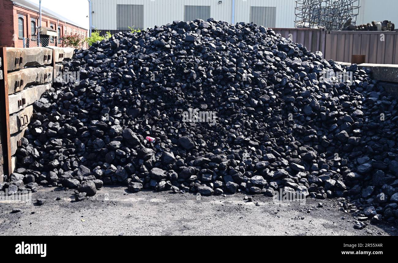 A pile of coal at Toddington station on the Gloucestershire ...