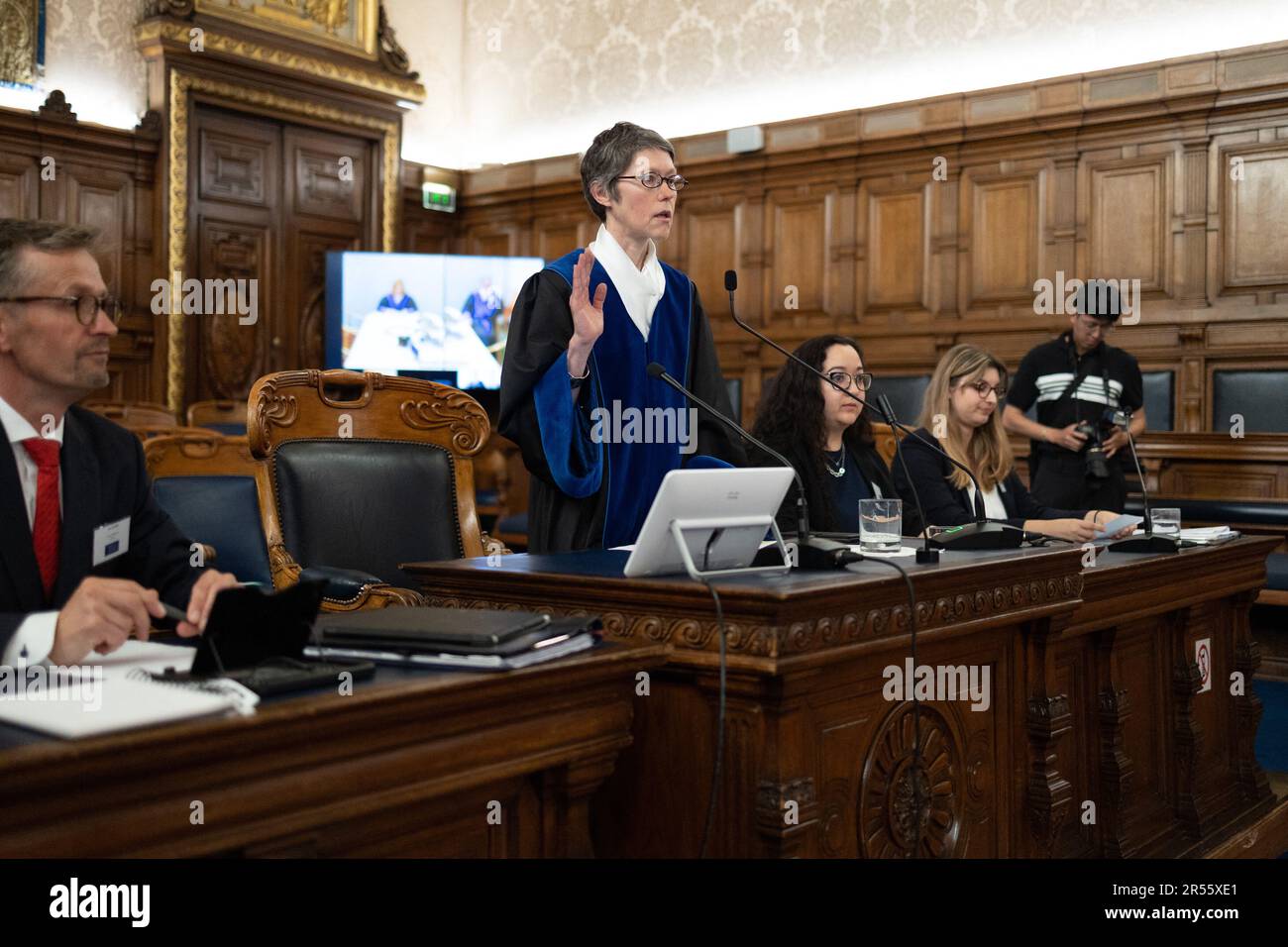 Paris, France. 01st June, 2023. JUB President Florence Butin makes oath ...