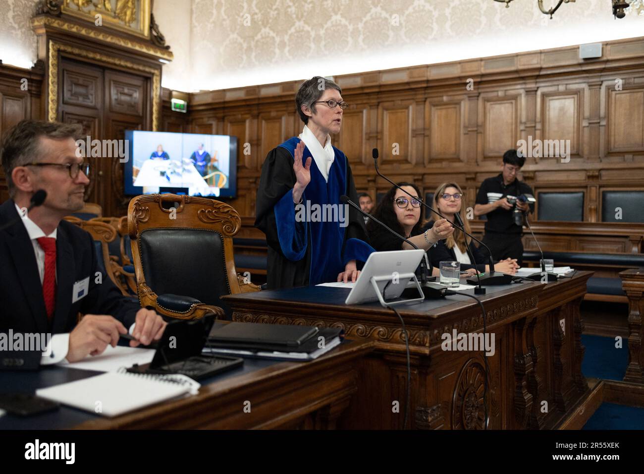 Paris, France. 01st June, 2023. JUB President Florence Butin makes oath ...