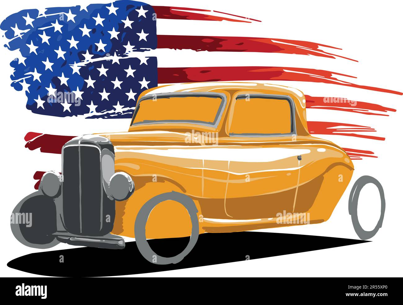 illustration of hot rod with american flag Stock Vector Image & Art - Alamy