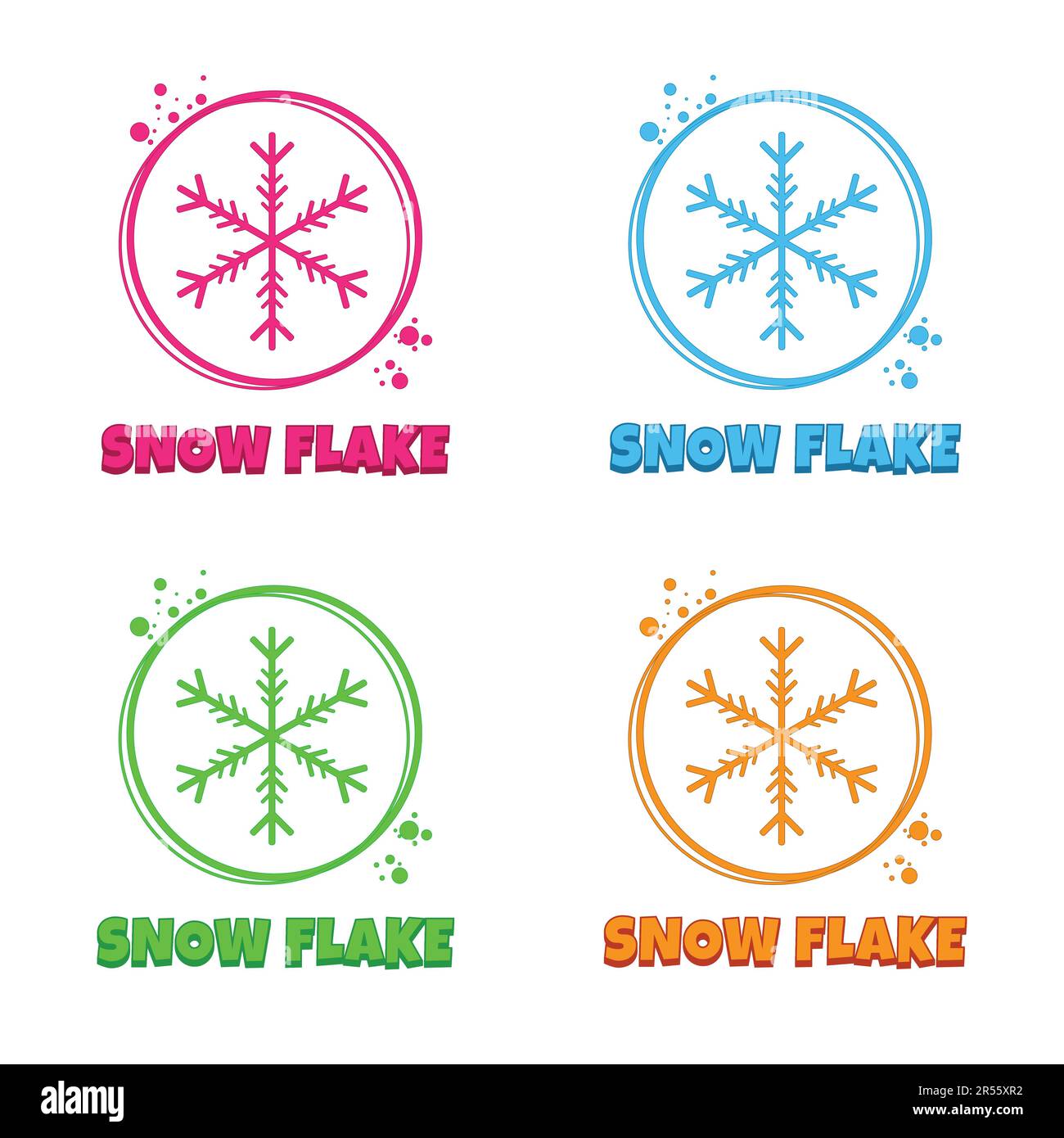 Colorful snowflake icon with colorful text labels or stickers vector ...